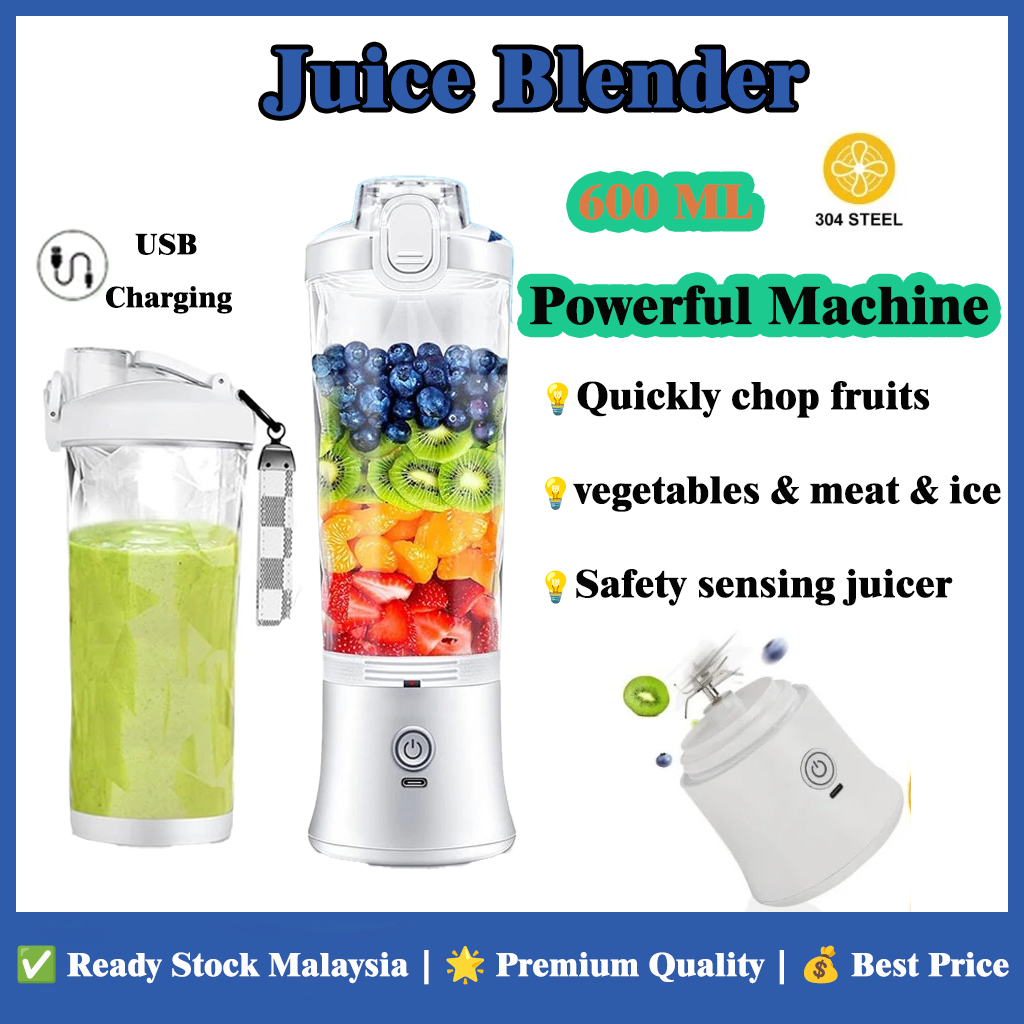 600ML Protable Mini Blender Juice Fruit Blender 6 Blade Portable ...