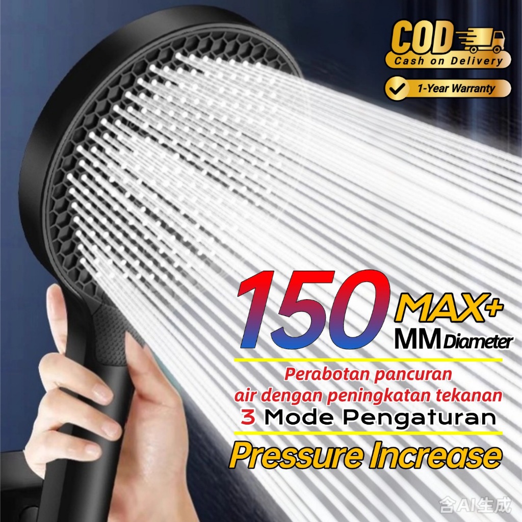 TSONG #086-B 15cm Pressure Shower Head Bathroom Round Rainfall Sprayer ...
