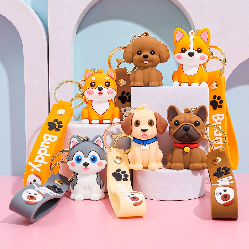 Cute Cartoon Dog Keychains: French Bulldog, Poodle, Corgi, Husky ...