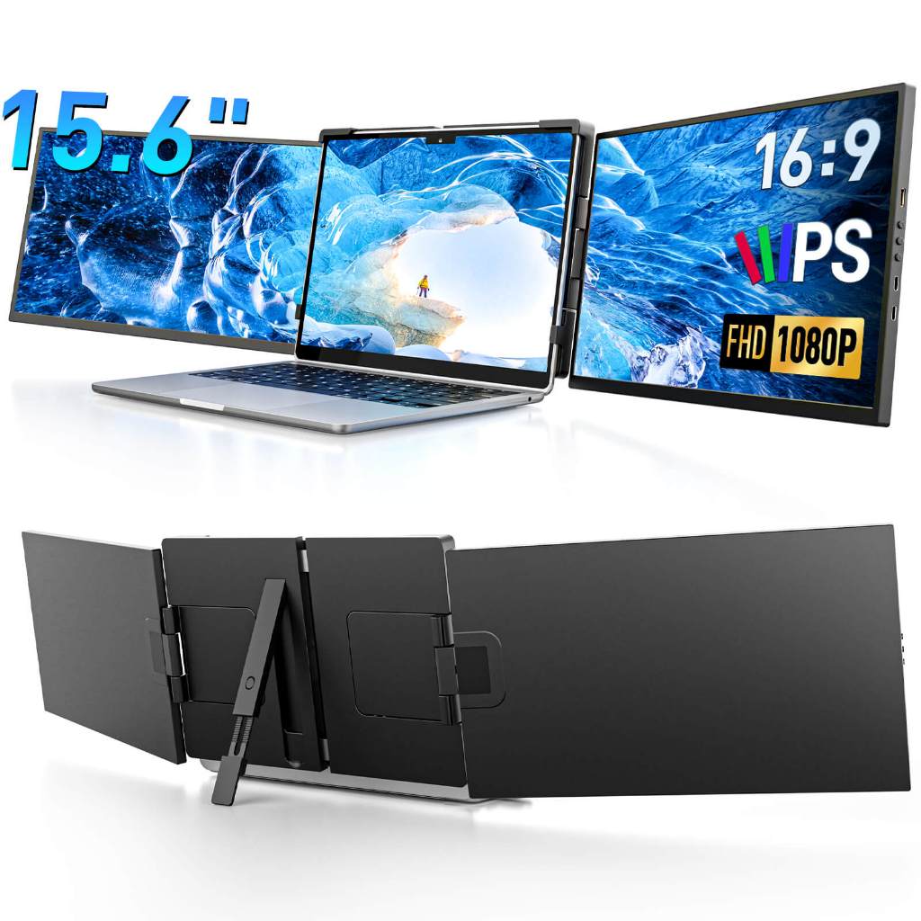 FHD 1080P IPS Portable Monitor for Laptops, 15.6" Screen Extender, Dual ...