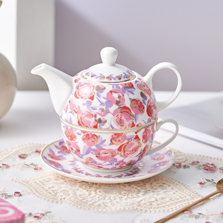 MBB Pink Teapot Set Rose flowers Design European Style Afternoon Tea ...