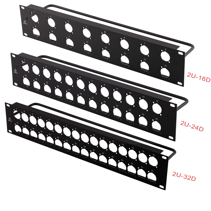 Rack Patch Panel 16 24 32 holes 2U Flight Case Mount For XLR Connecctor ...
