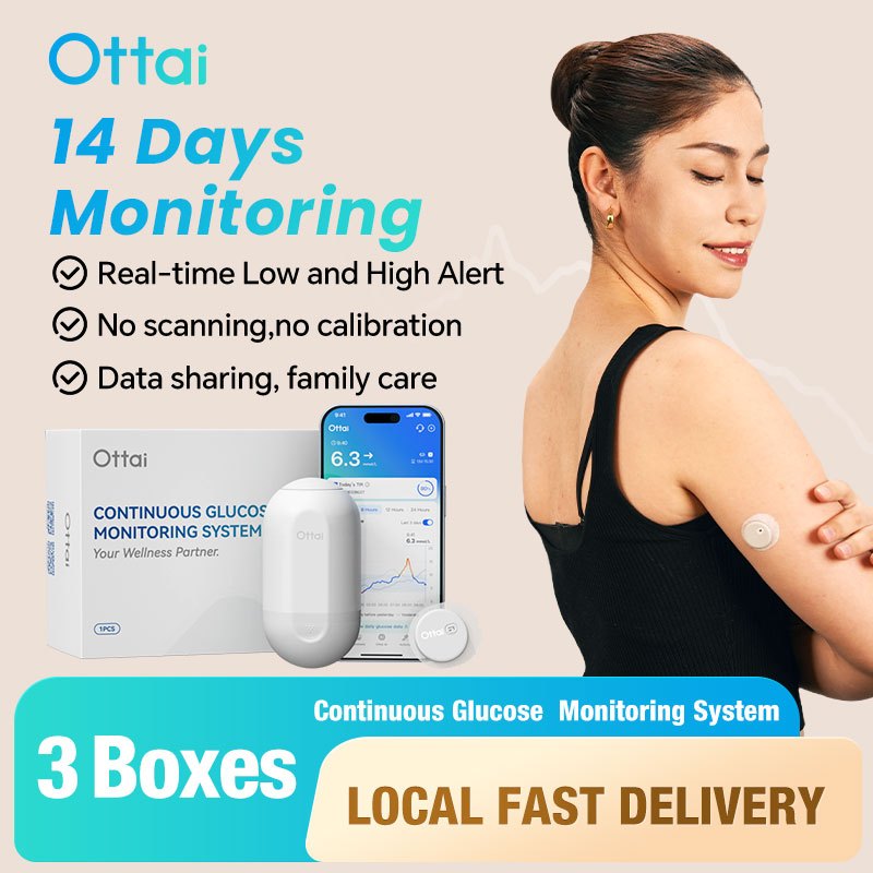 Ottai Blood Glucose Meter 3Sets 24h Real-time Continuous Glucose ...