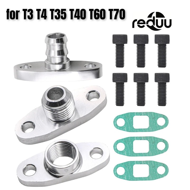 AN10 1/2NPT 5/8NPT Turbo Oil Drain Outlet Flange Gasket Adapter Kit Set ...