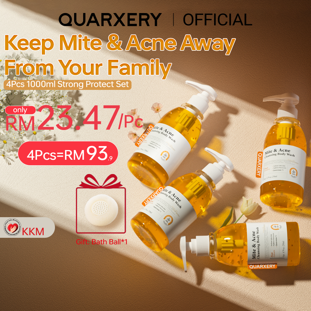 [1000ml Family Use Kit] QUARXERY Antibacterial Shower Gel Anti Mite And ...