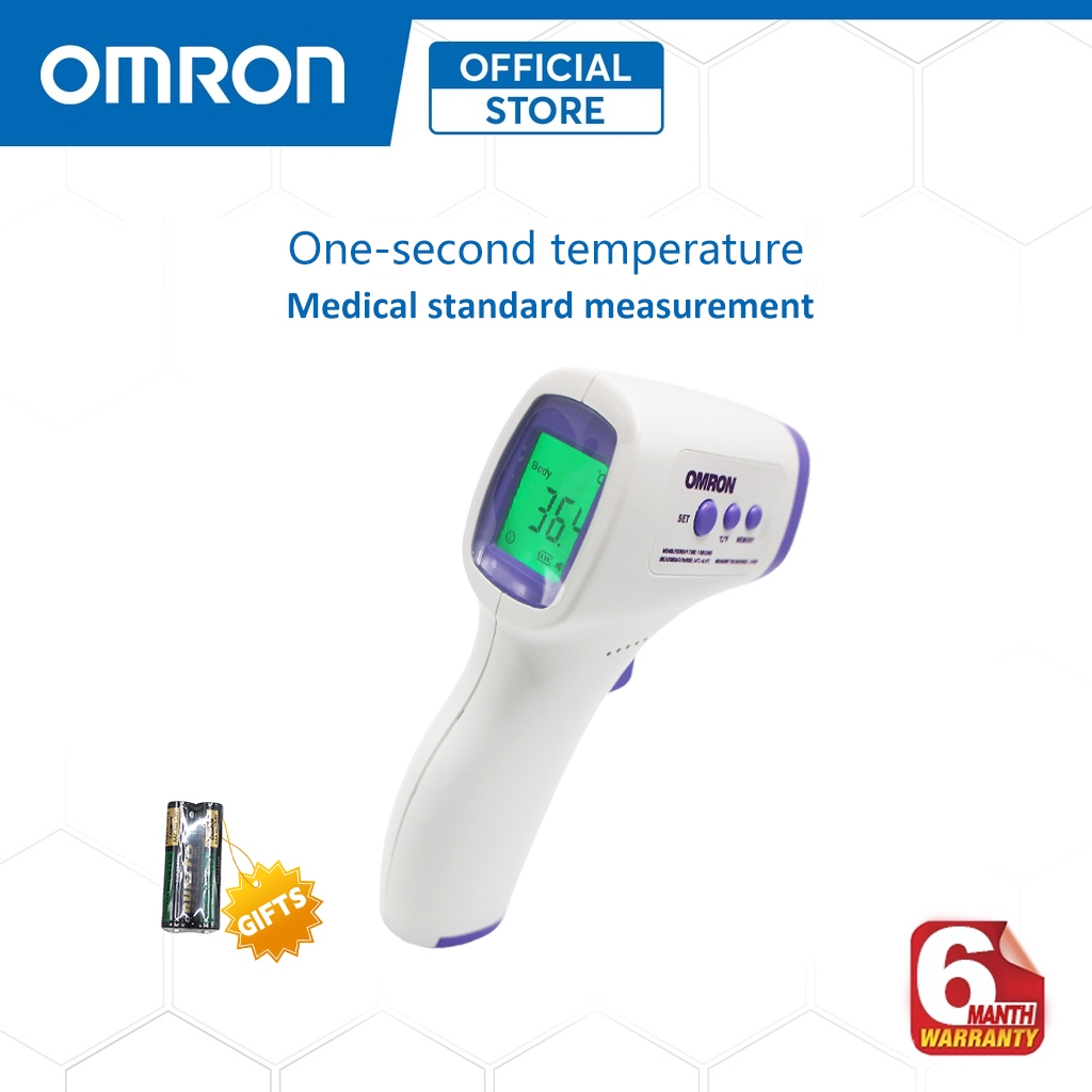 OMRON Digital Thermometer w/battery LCD Infrared Thermometer No Contact ...