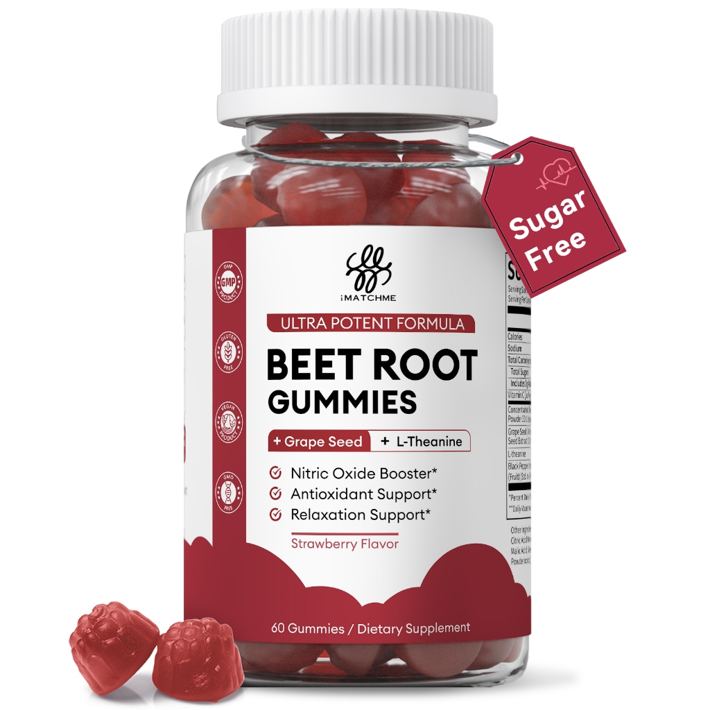 iMATCHME Beet Root Gummies | 5-in-1 Formula with Grape Seed & L ...
