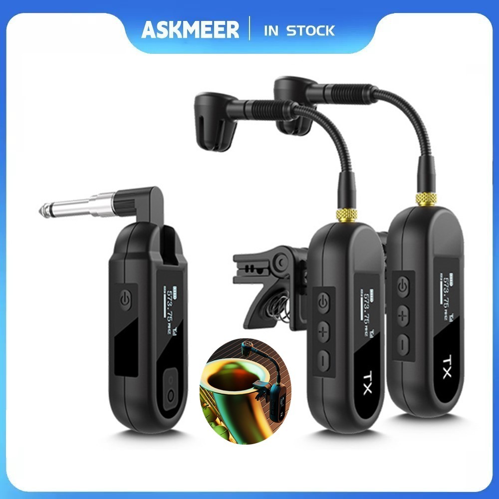 UHF Wireless Saxophone Microphone System Clip-On Musical Instrument ...