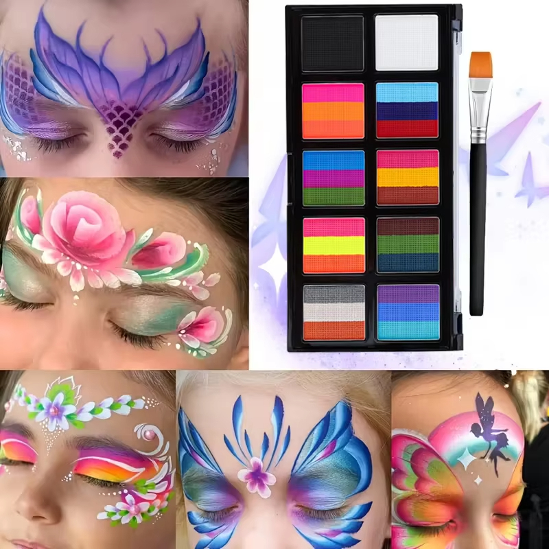 Rebellious Girl 10 Colors 26 Color Blocking Face and Body Paint Palette ...