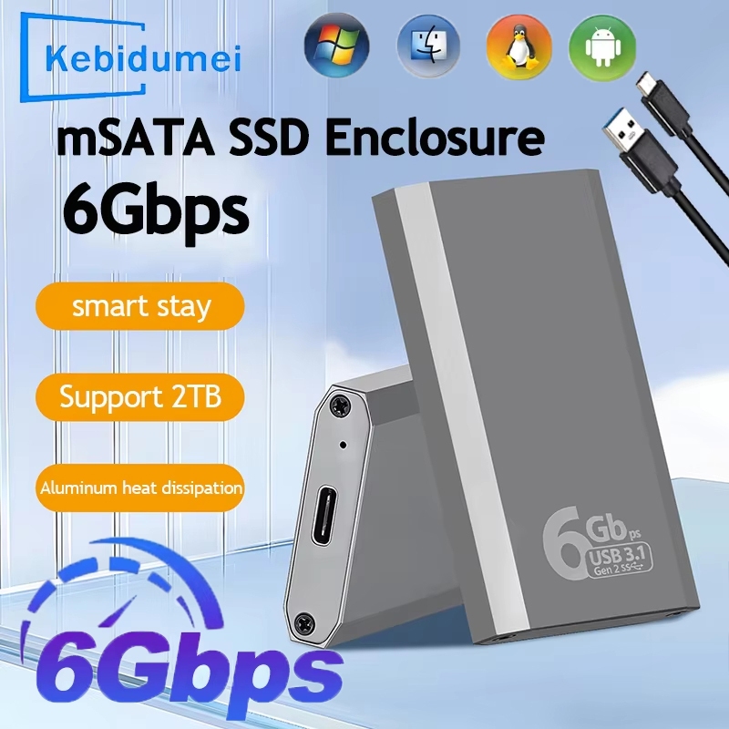 mSATA To USB 3.1 SSD Enclosure External HDD Hard Drive Disk Box Gen2 ...