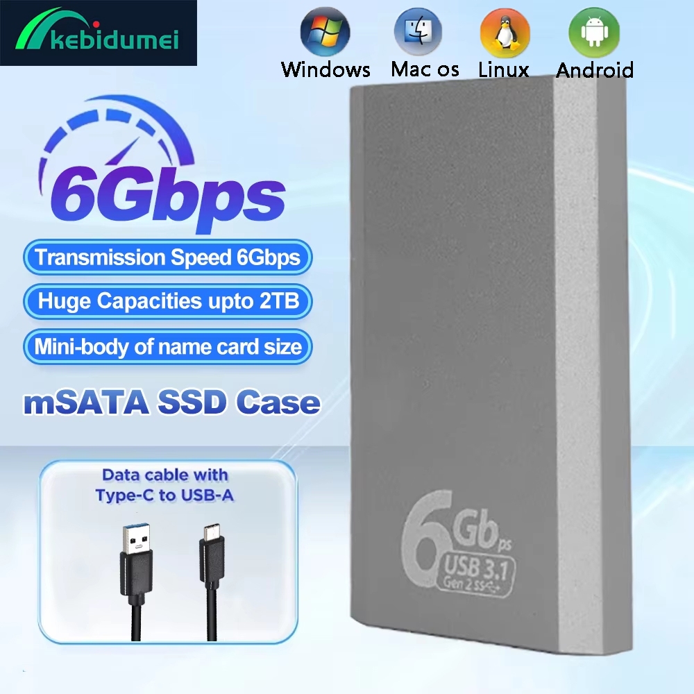 6Gbps mSATA SSD Enclosure mSATA to USB 3.1 Gen2 Adapter Case with Type ...