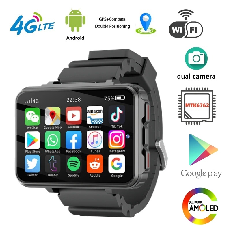 New VP999 Large Screen Smart Watch 4G Dual Camera 64GB Face Recognition ...