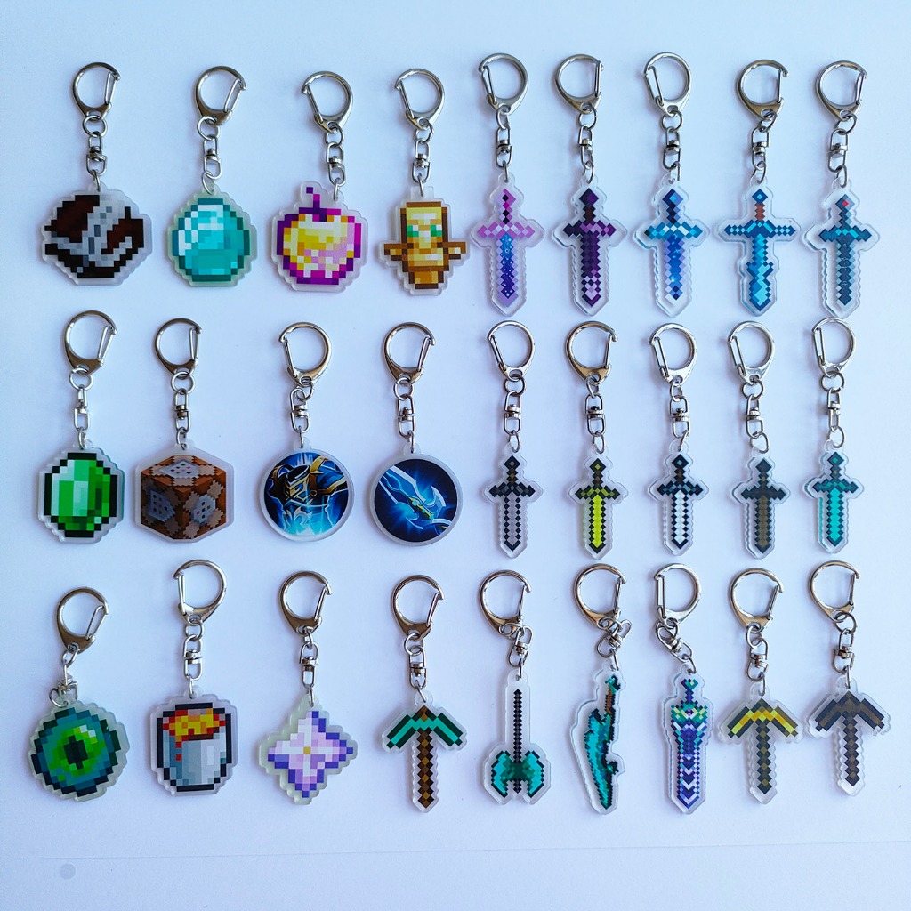 Minecraft Peripheral Keychain - MC Totem of Undying, Diamond Sword ...