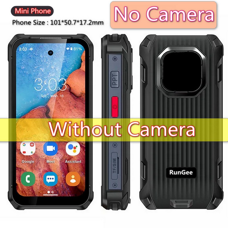 Without Camera IP68 Waterproof Mini Smartphone 4G LTE Android12 OS 6GB ...