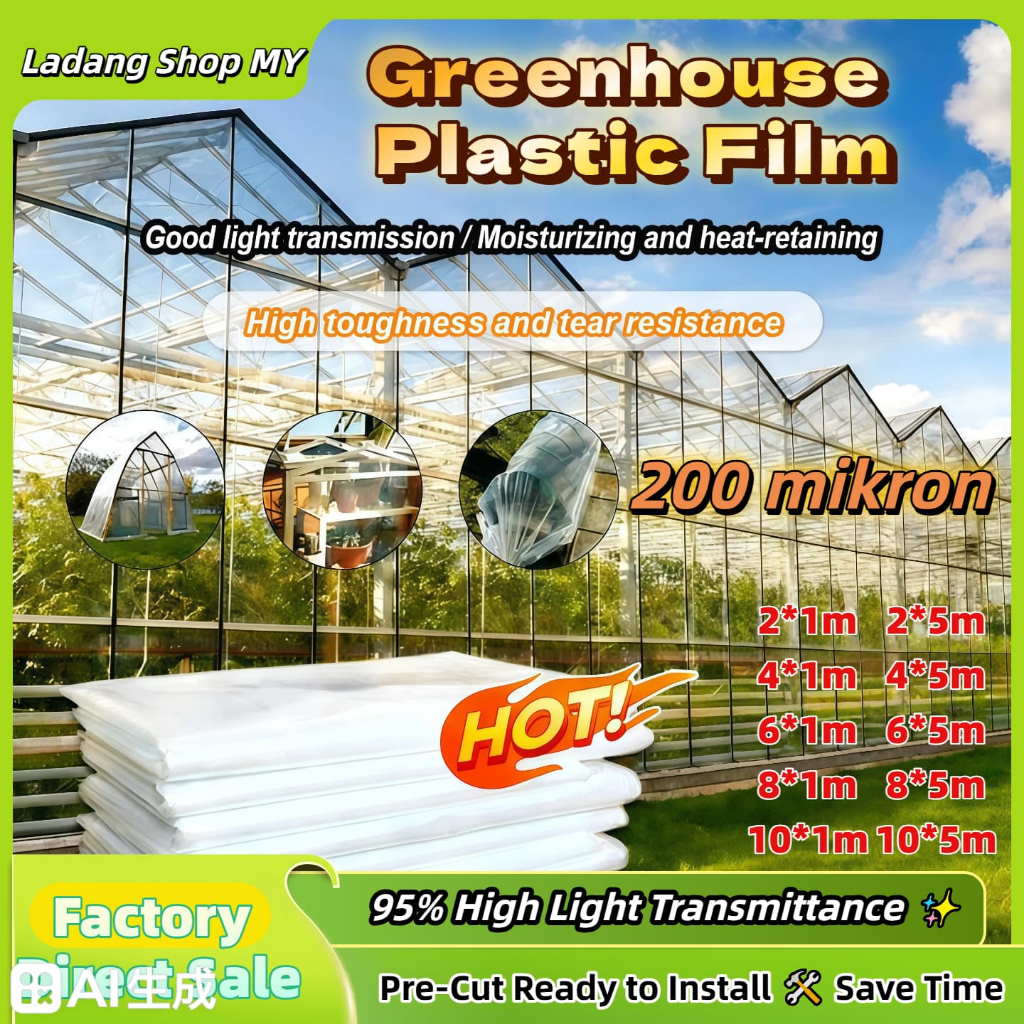 200 Microns Clear UV Plastic Sheeting - Greenhouse Film for Agriculture ...