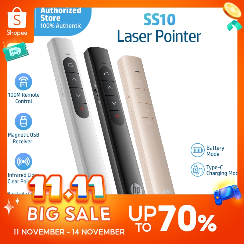 HP SS10 Laser Pointer 2.4GHz USB-A Wireless Presenter Pen for For PC ...
