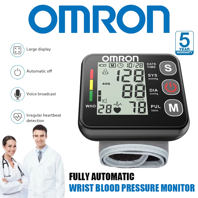 Omron Automatic Wrist Blood Pressure Monitor LED Display Digital BP ...