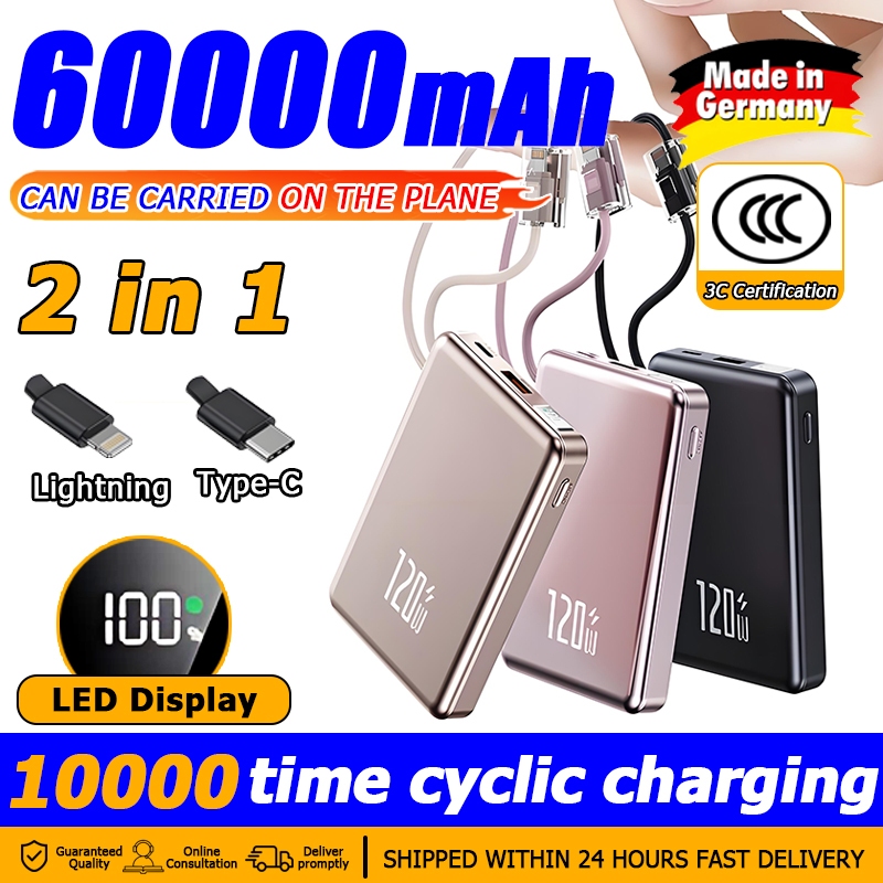 【24 hours delivery】2-in-1 fast charging powerbank ccc 60000mAh ...