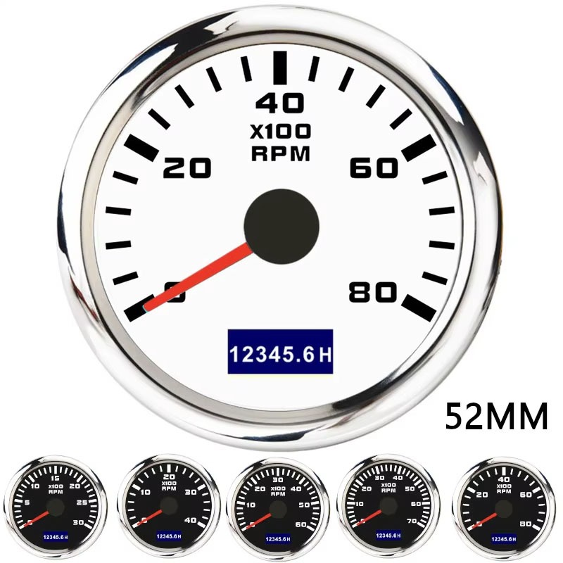 Customized 3000/4000/6000/8000 RPM 52mm Boat Tachometer Hourmeter Gauge ...