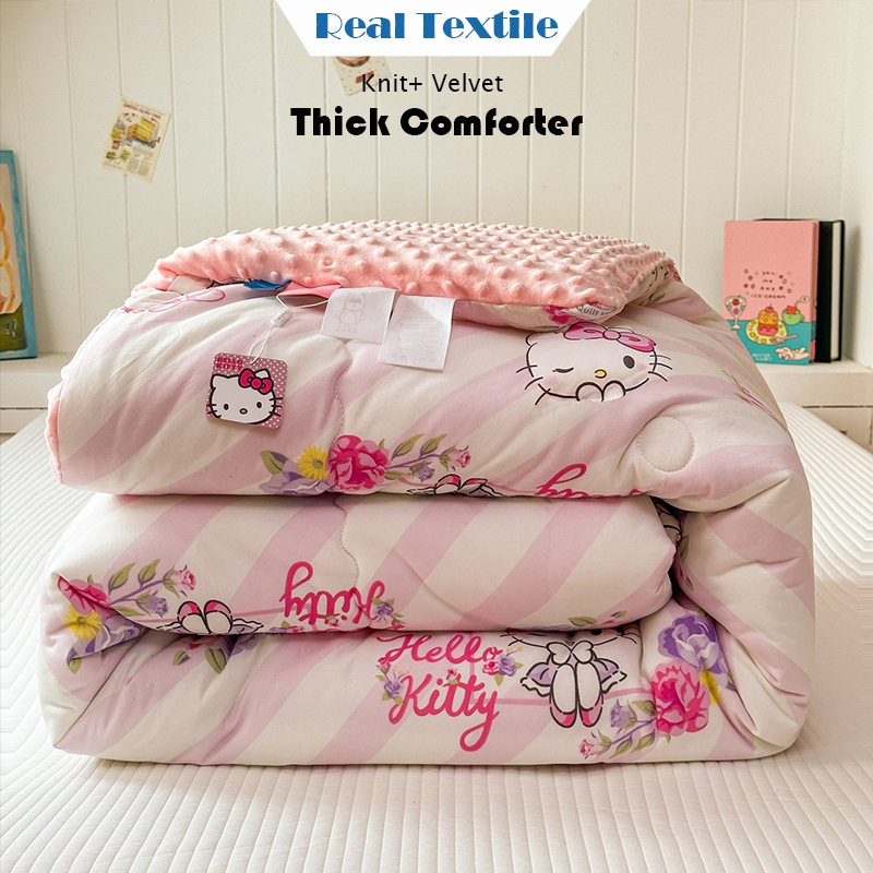 Sanrio Bedding Hello Kitty Cinnamoroll Kuromi Plush Dot Knit Blanket ...