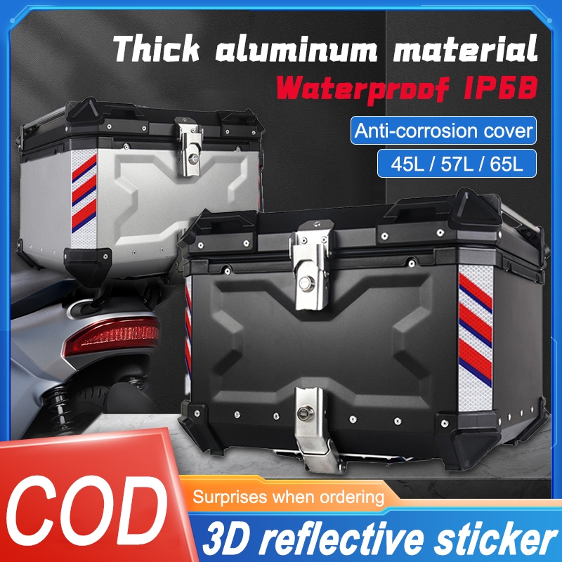 45/57/65L Motor Aluminum Box (Kotak) Waterproof Lock & Shockproof ...