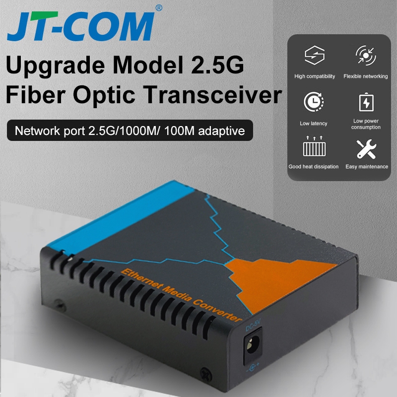 JT-COM 2.5G SFP Media Converter 2.5Gbps Fiber to RJ45 Fiber Optic SFP ...