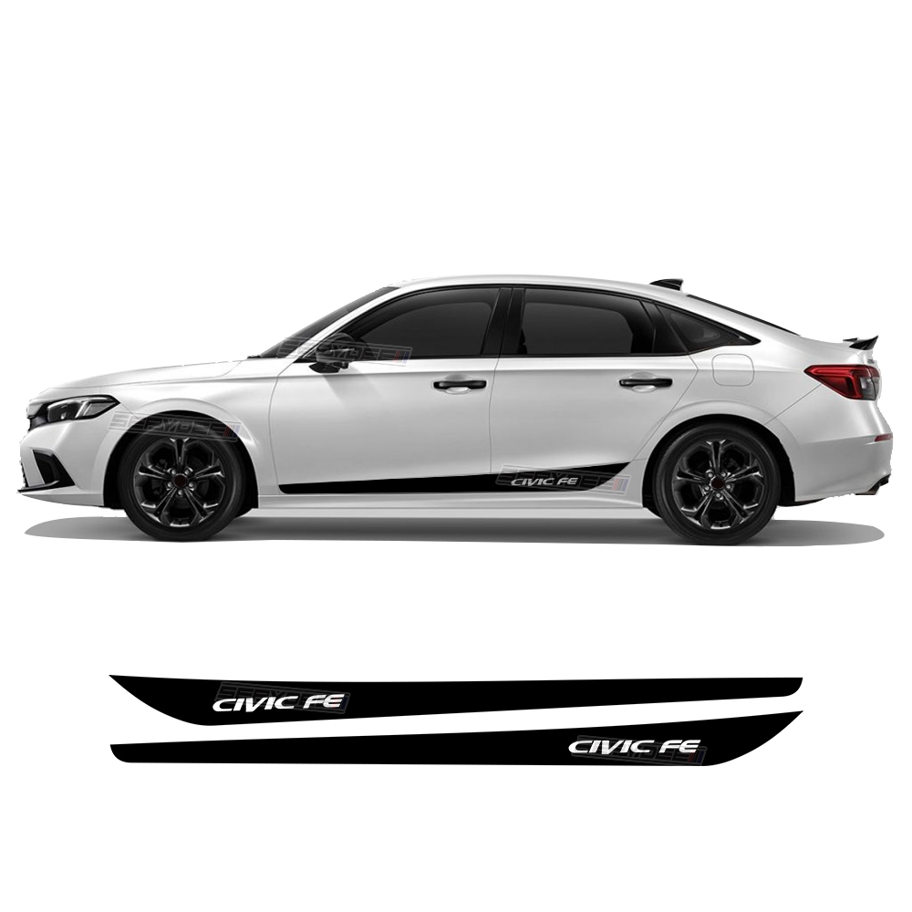 2Pcs Racing Sport Car Door Side Stripe Stickers For Honda Civic fe Car ...