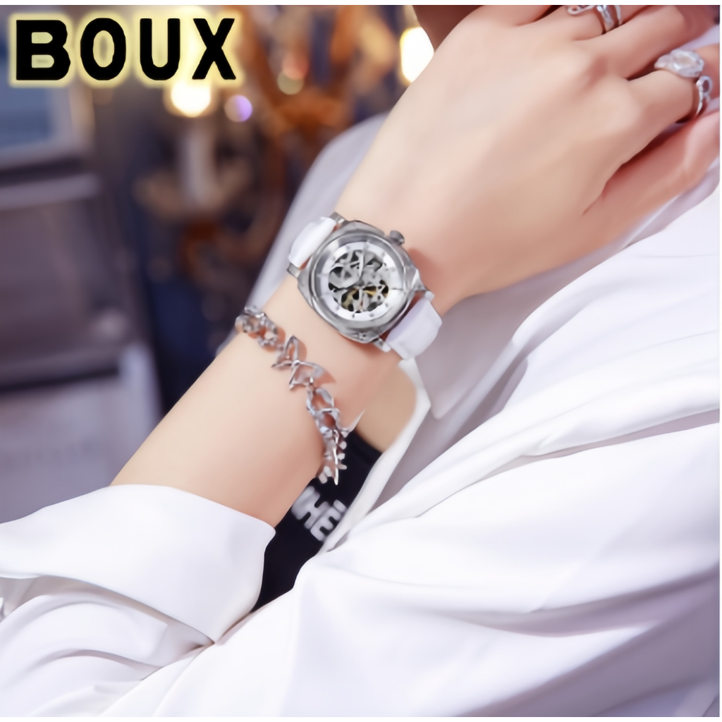 BOUX Totem White Rose Automatic Hollow Mechanical Watch Ladies Niche ...