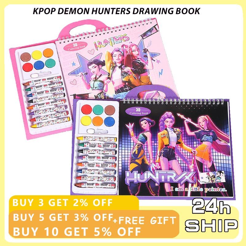 1PCS Anime K-Pop Demon Hunters Coloring Book Kid Hand-drawn Art Book ...
