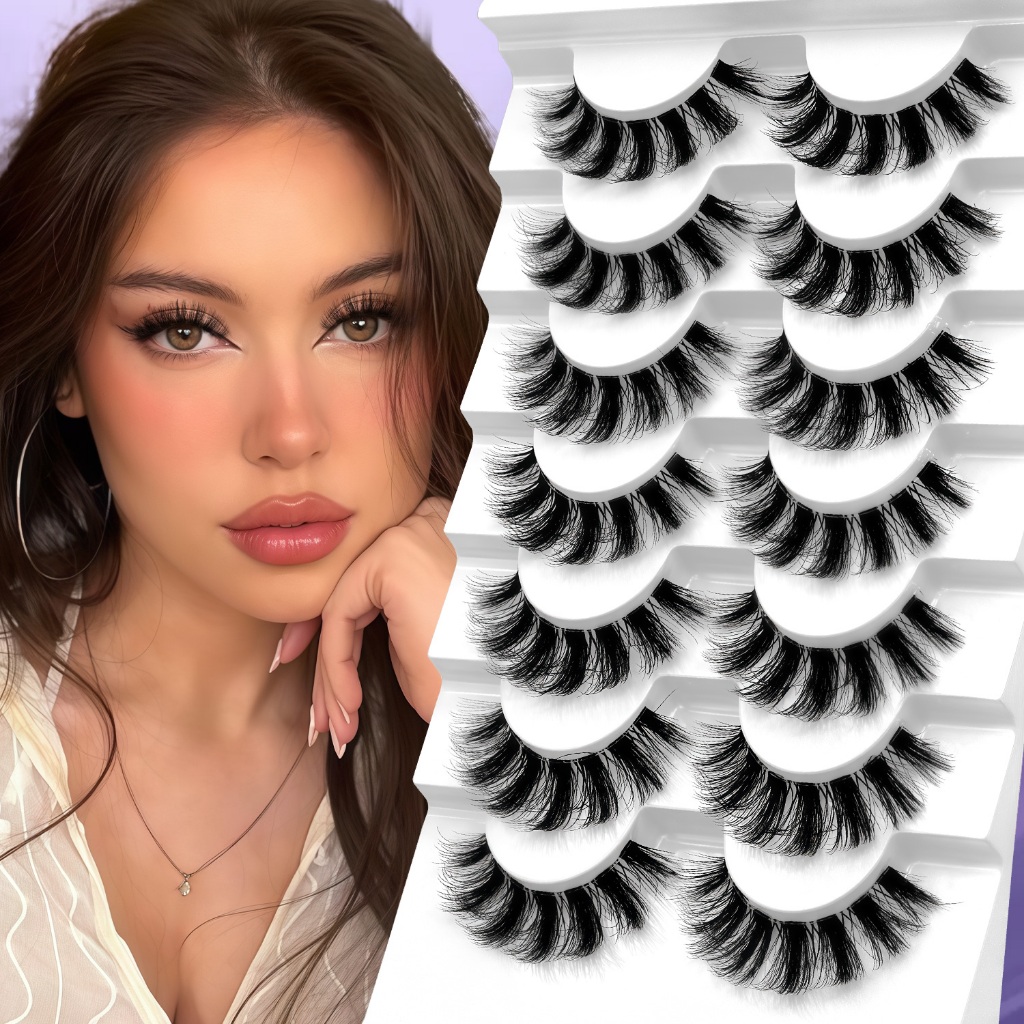 D Curl Luxurious Fluffy Volume Dramatic Messy Faux Mink False Lashes ...