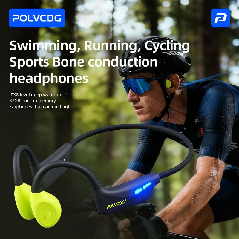 Polvcdg- H50 LED Light Bone Conduction Sports Headphones Ipx8 ...