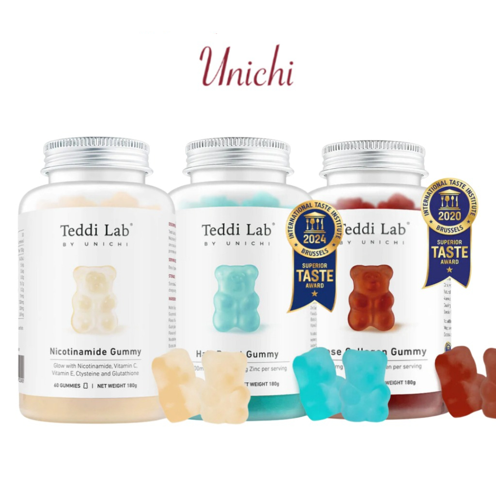 Unichi Teddi Bear Lab Hair Boost Gummy / Rose Collagen / Nicotinamide ...