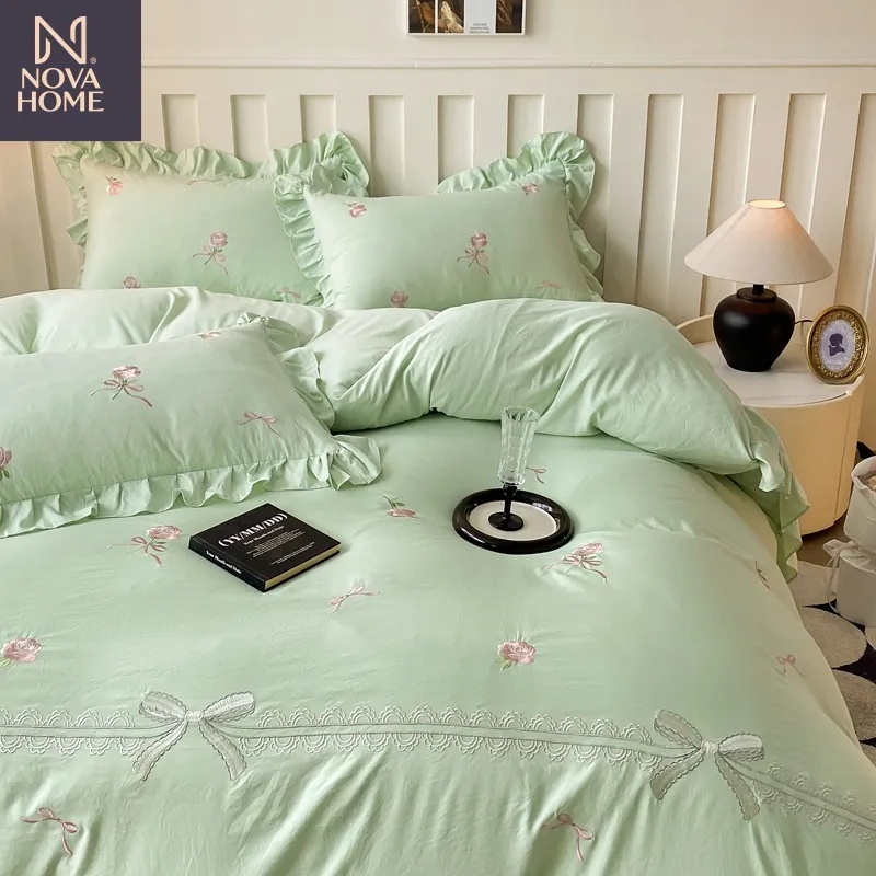 French Full Version Embroidered Large Wide Lace Hanging Edge Bed Sheet ...