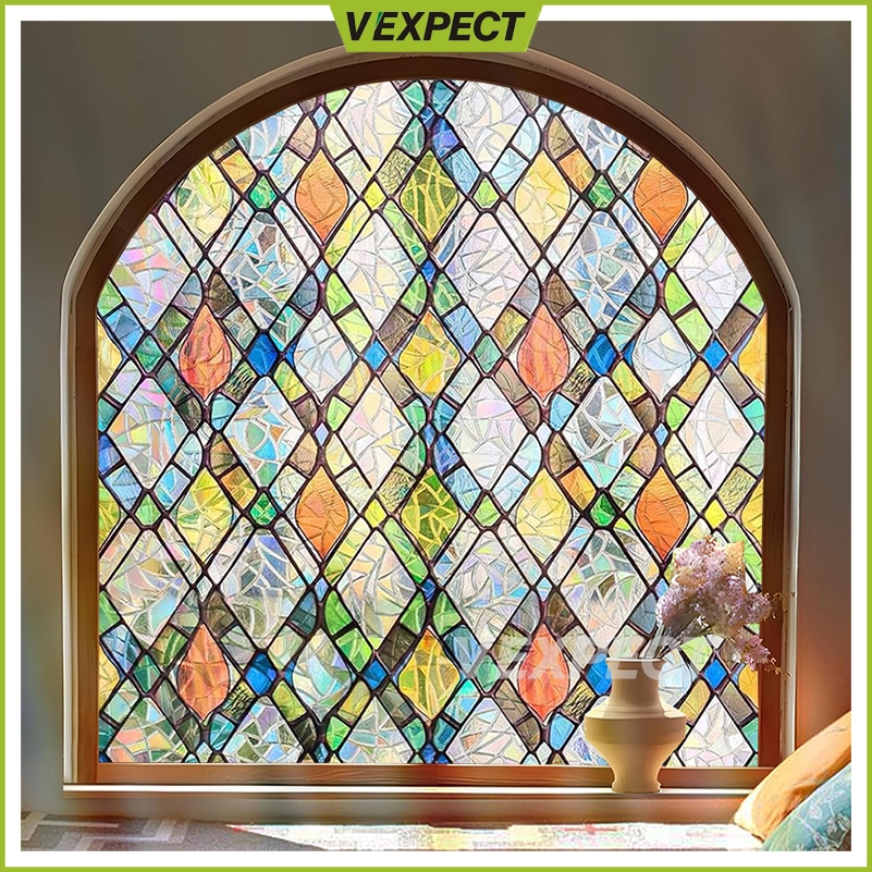 Decorative Stained Window Sticker, Rainbow Glass Sticker for Window ...