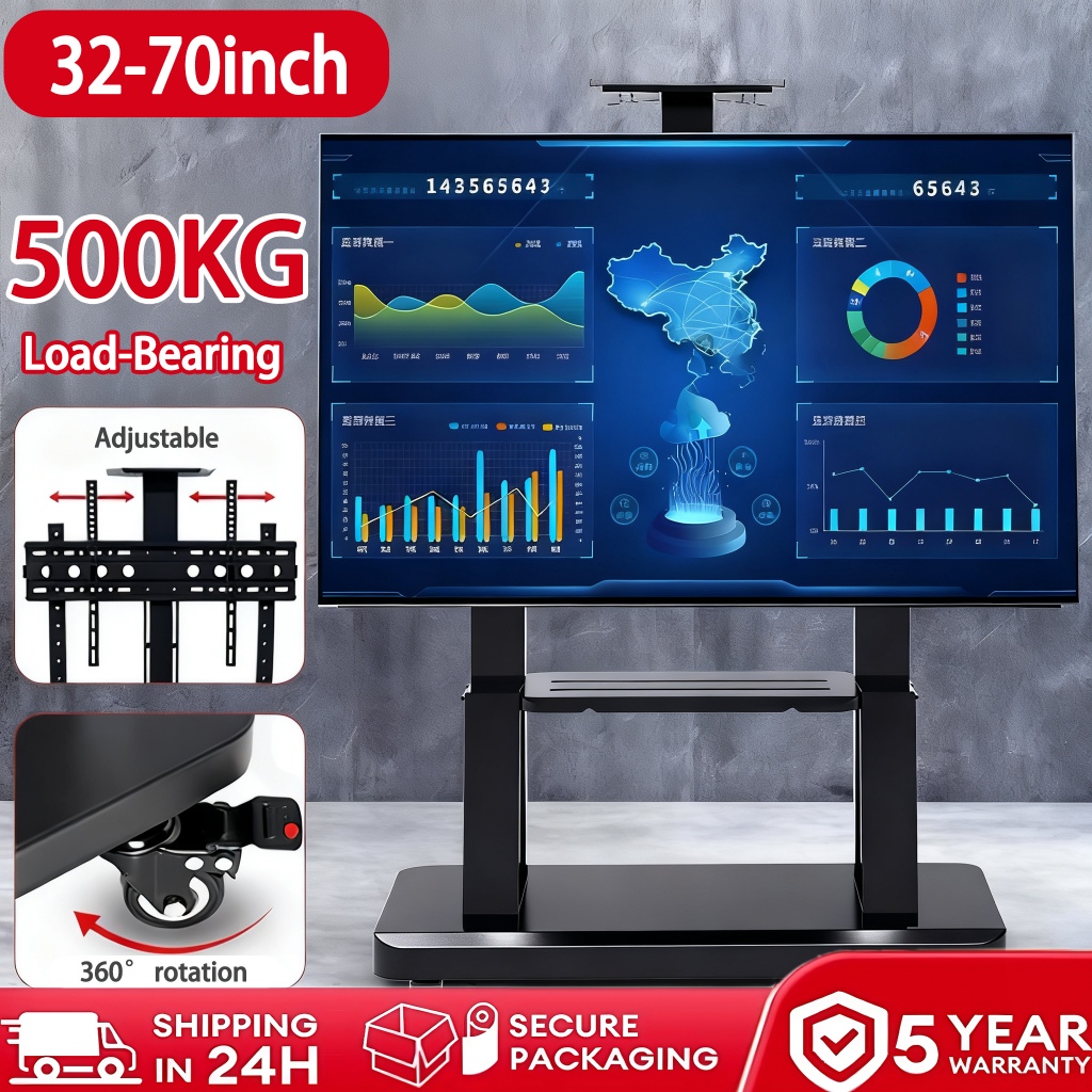 ⚡32-70 Inch Universal Mobile TV ⚡ Adjustable Height Penyanding TV Stand ...