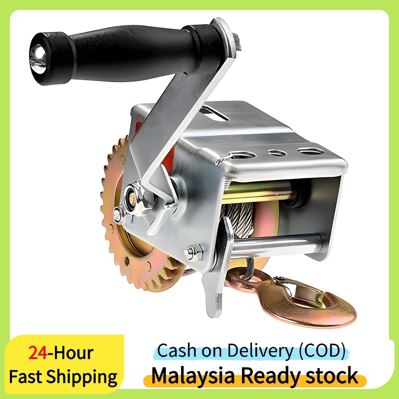 600LBS Hand Winch Heavy Duty Hand Crank Strap Gear With 26' Steel Wire ...