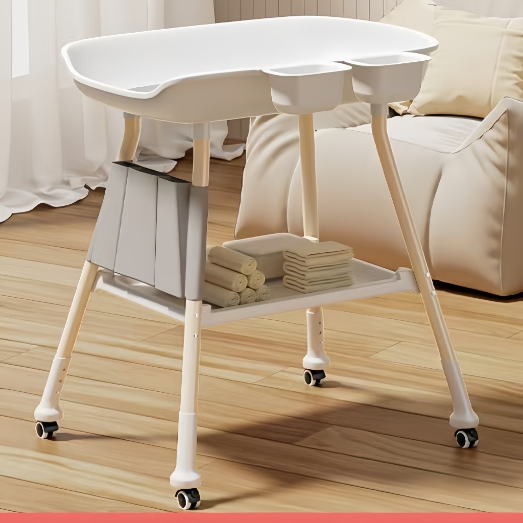 Baby Changing Table with Wheels Height Adjustable Waterproof Surface ...