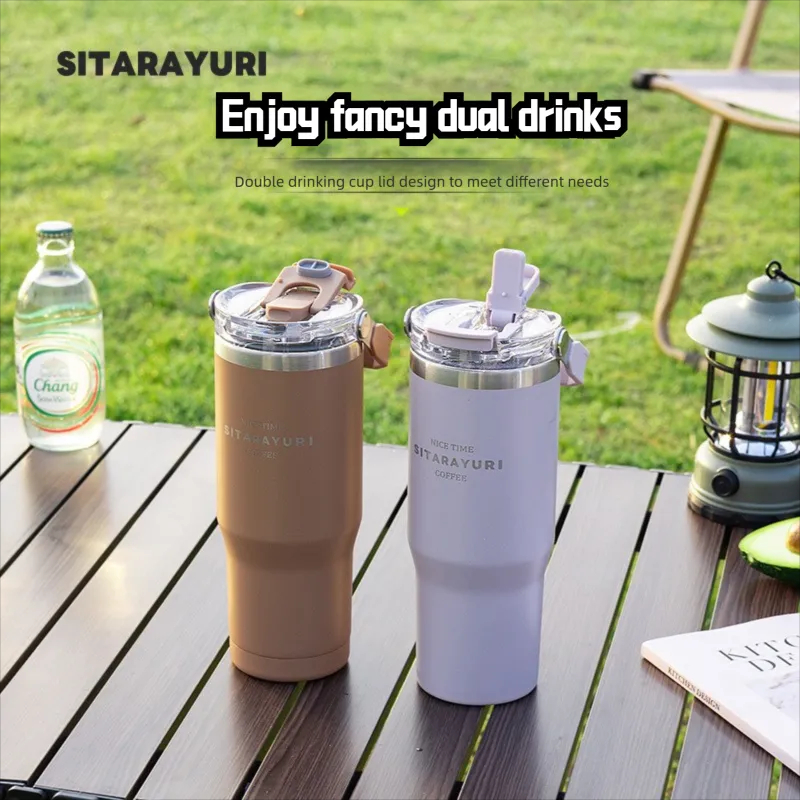 SITARAYURI 304 Stainless Steel Tumbler with Straw Double-Wall Vacuum ...