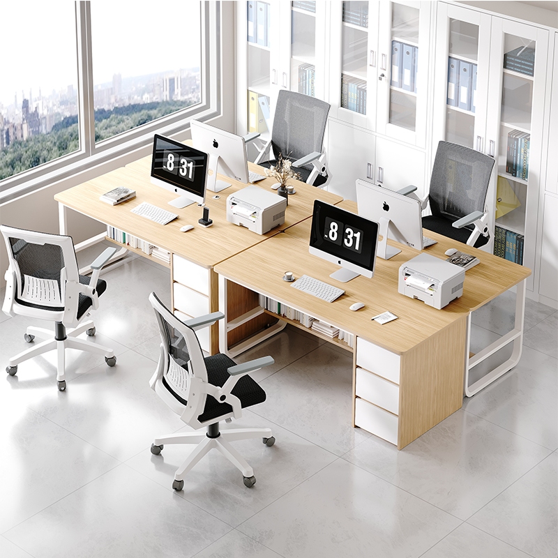 Modern simple office desk for Four-seater, office staff workstation ...