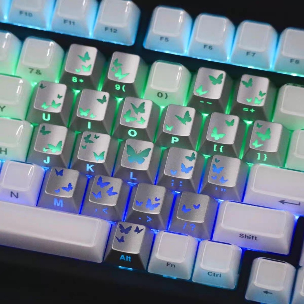 Shine Through Side Print Butterfly Love Keycaps Cherry Profile Keycap ...