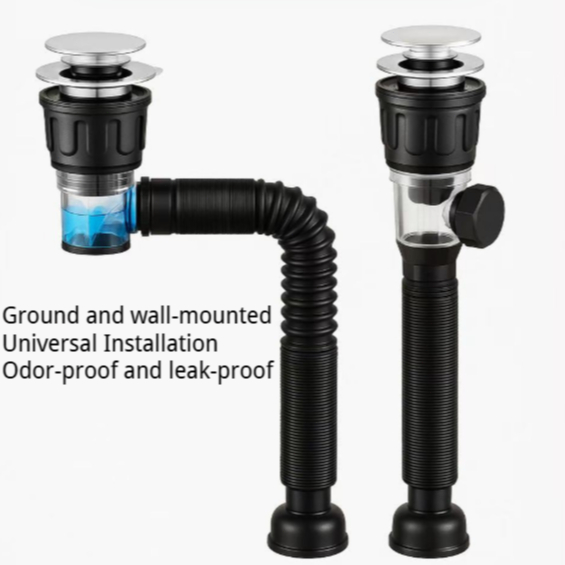 Flexible, spring-loaded sink drain hose to prevent odors | Adjustable ...