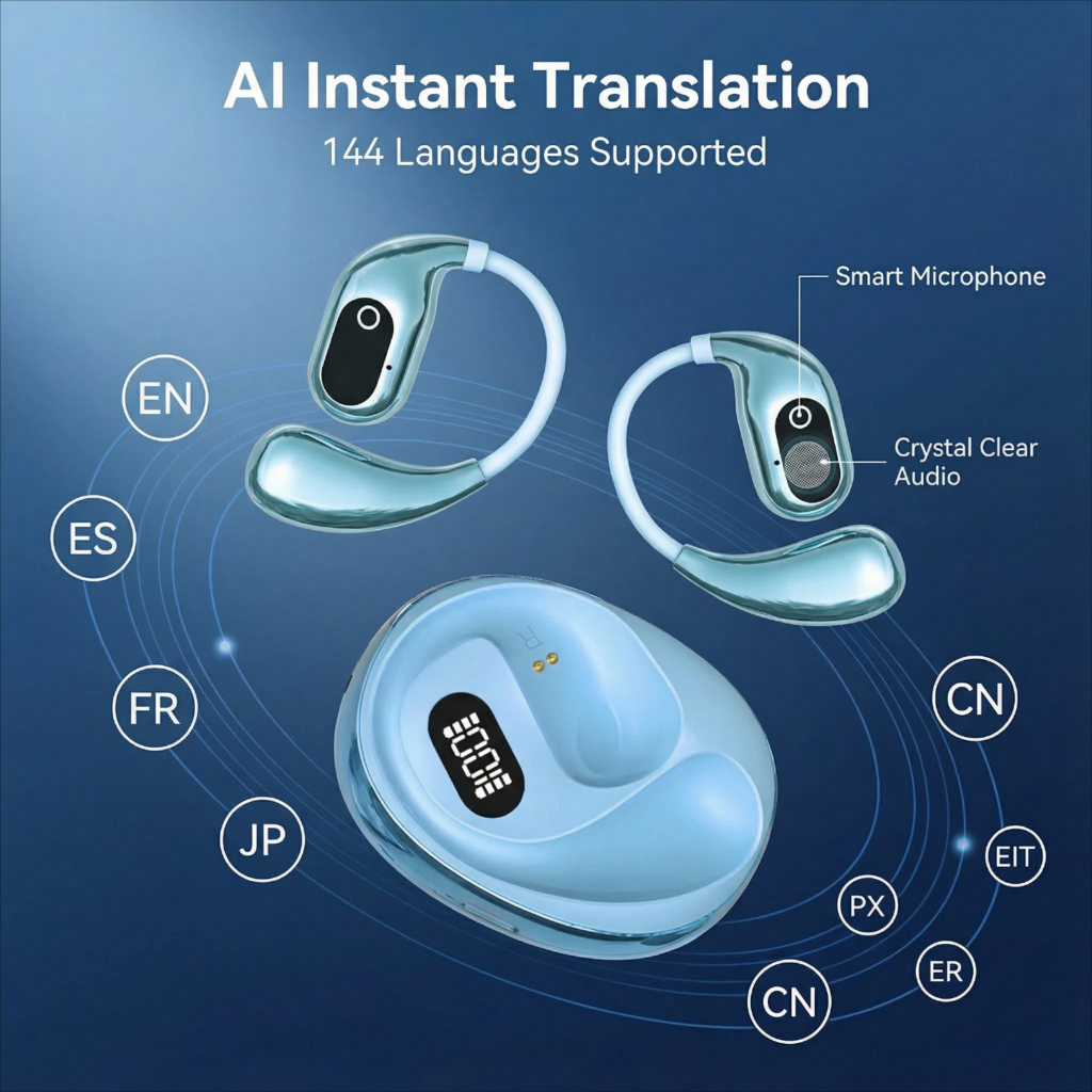 AI Translator Earbuds Wireless Earphone 144 Language Translator Device ...
