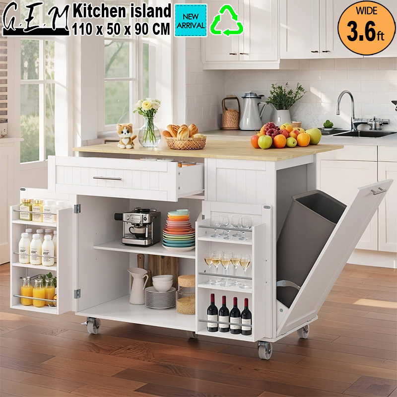 New Modern Design Three Tier Black/White/Wooden Kitchen Island Bar ...