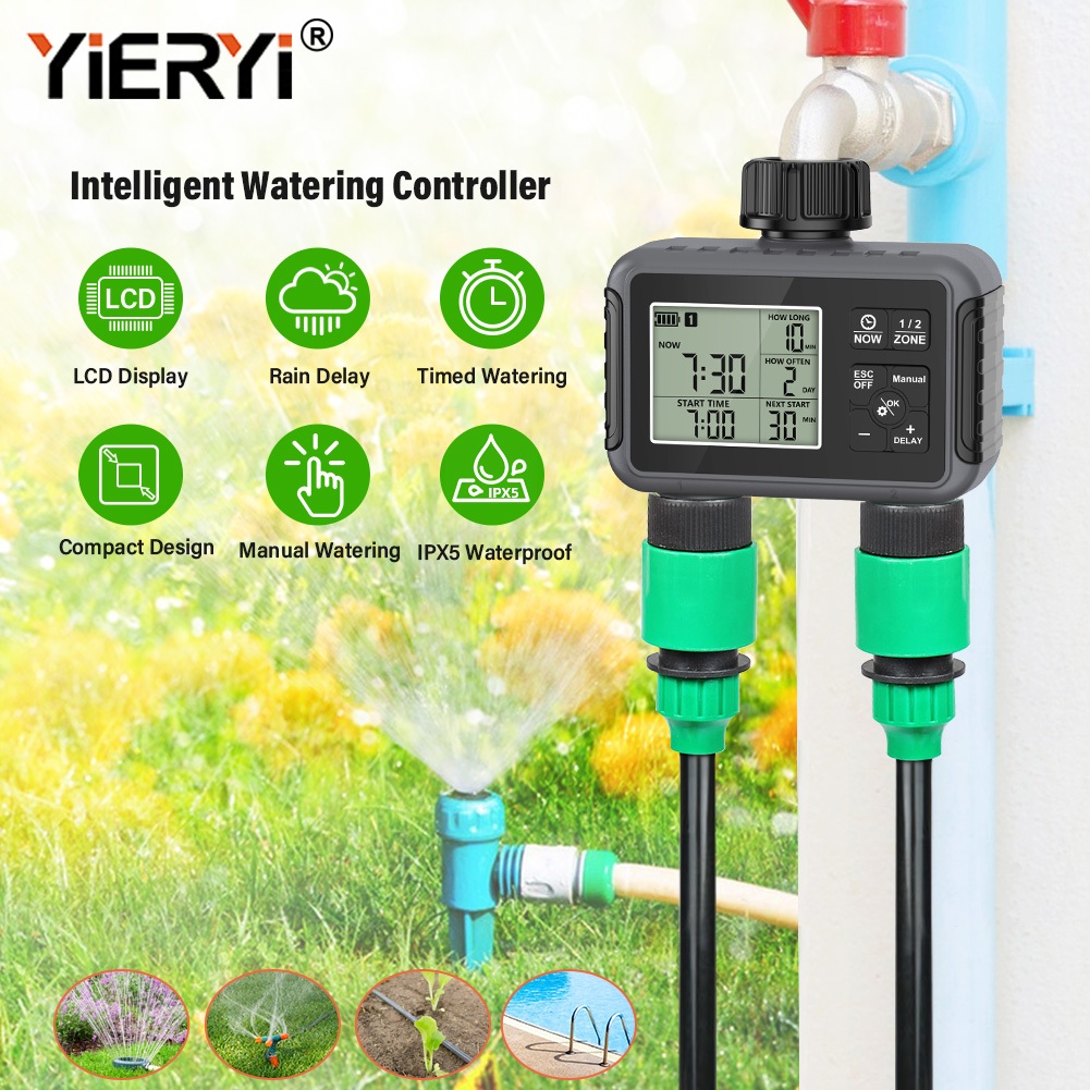 YIERYI Smart Watering Controller - LCD Display, Rain Delay, Timed ...