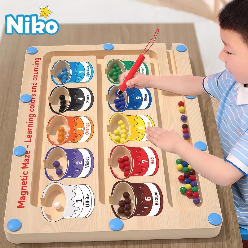 NIKO Kids Toy Magnetic Number Counting Toy Wooden Magnetic Color ...