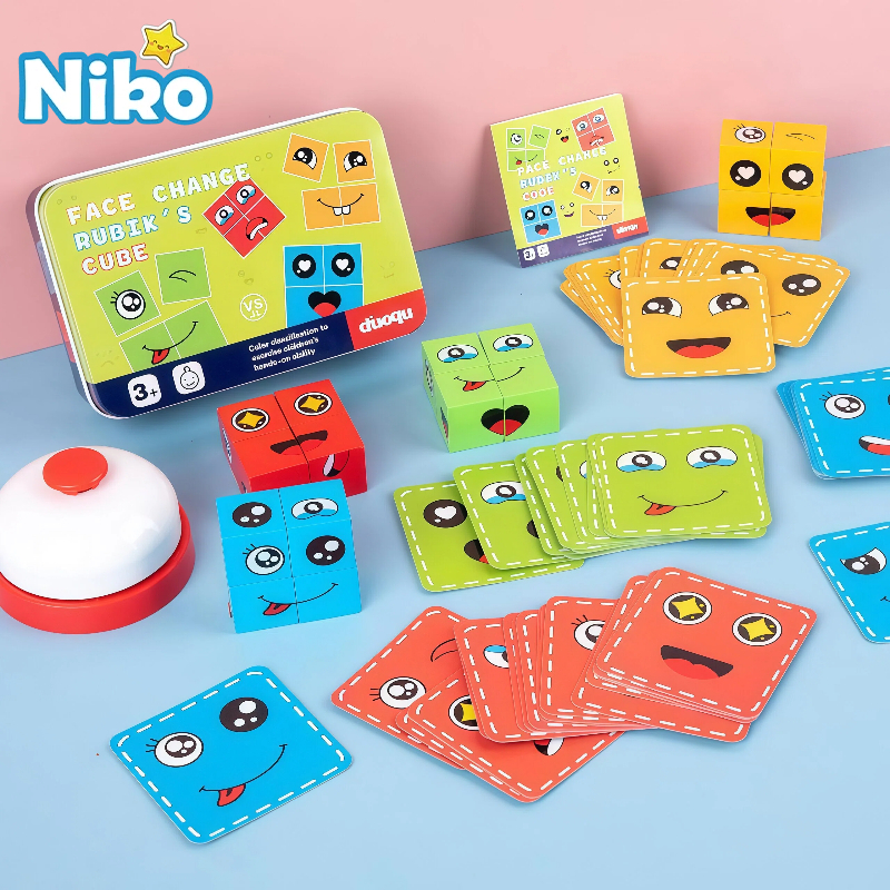NIKO Cube Face Changing Building Blocks Board Game Expression Wooden ...