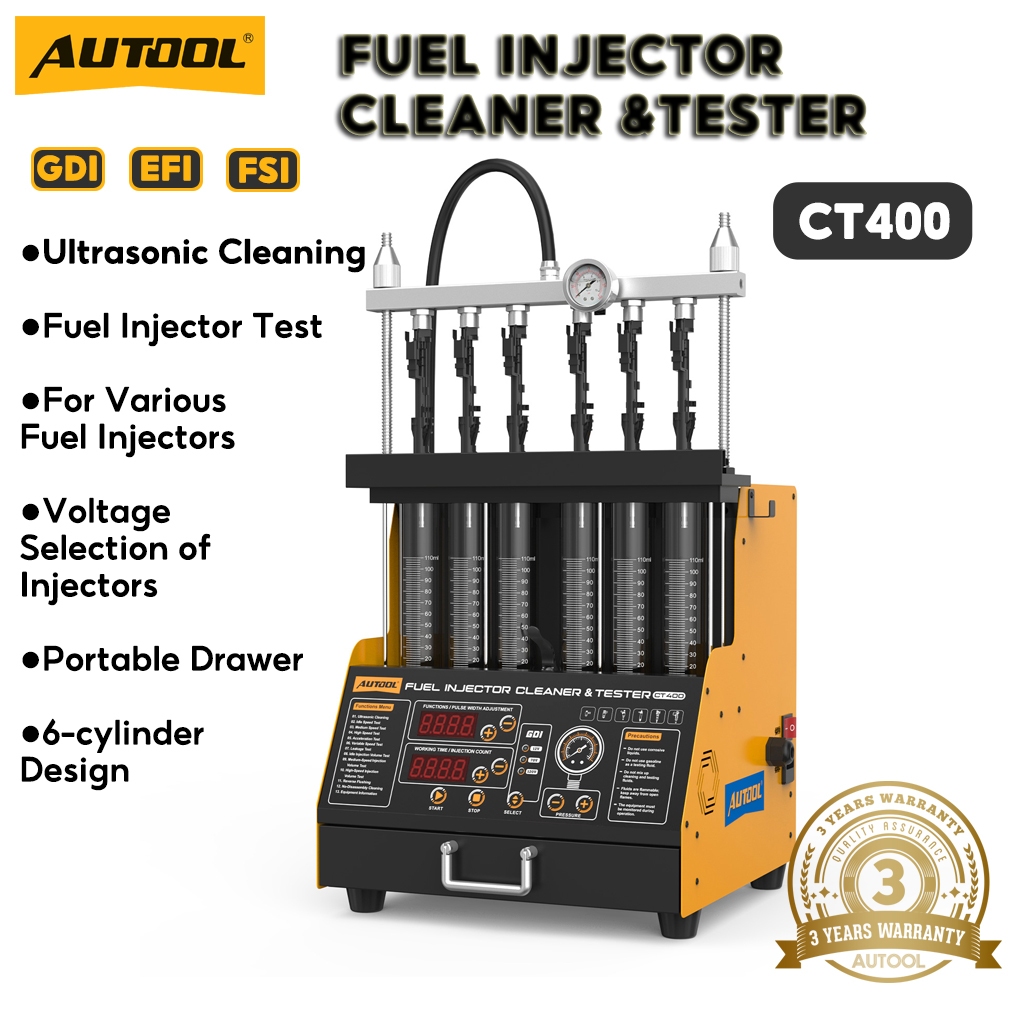 AUTOOL CT400 GDI Fuel Injector Cleaner & Tester Machine 6 Cylinders for ...