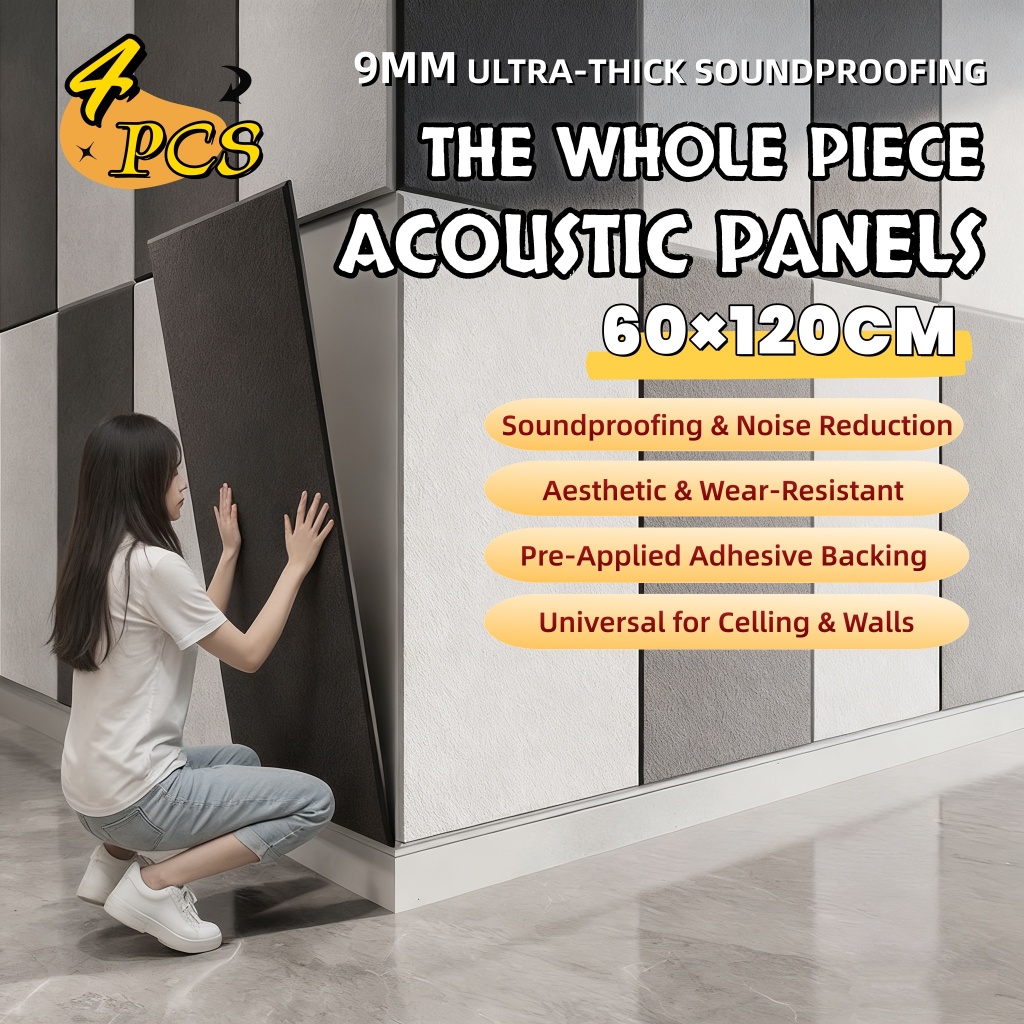 【4Pcs/set】ACOUSTIC PANELS 60×120×0.9cm THE WHOLE PIECE Self-Adhesive ...