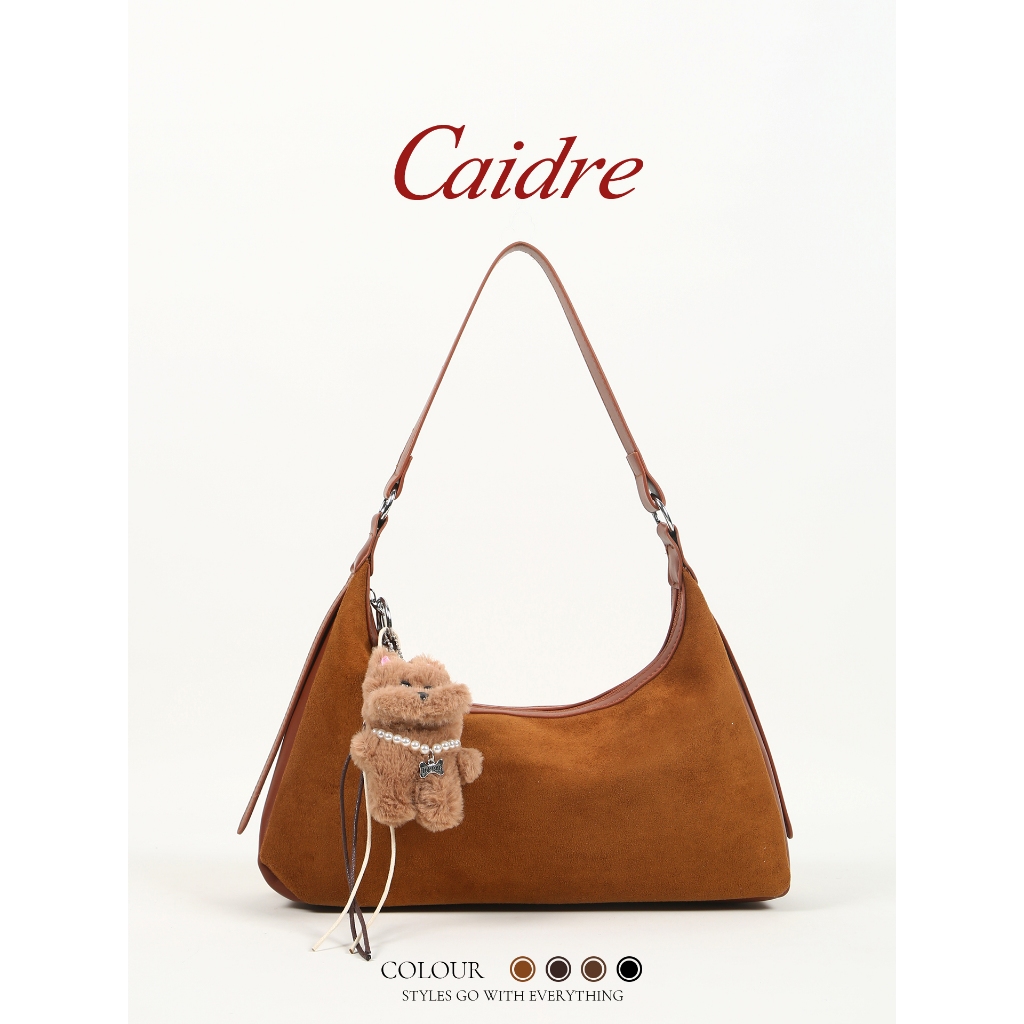 Caidre Retro Suede Shoulder Armpit Bag Niche Commuter Tote Bag | Shopee ...