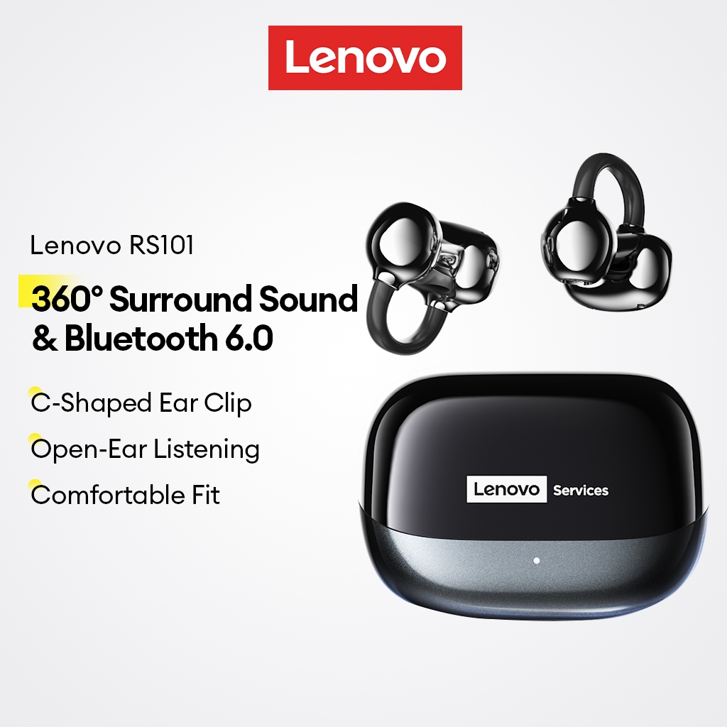 Lenovo RS101 Bluetooth Earphones and Open Ear Clip Wireless Earbuds ...